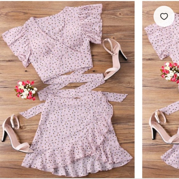 Zaful | Tops | Zaful Pink Floral Detail Skirt And Crop Top Combo | Poshmark